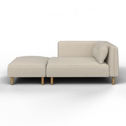 Sofa Fanny Beige Webstoff mit Hocker