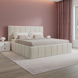 Polsterbett Kaia Beige ca. 180x200 cm Staurraum