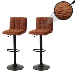 2er-Set Barhocker MCW-G87, Tresenhocker Barstuhl, h&ouml;henverstellbar drehbar, Stoff Chenille (465g/m&sup2;) MVG ~ terracotta