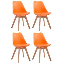 CLP 4er Set Retrost&uuml;hle Borneo Mit Kunstlederbezug Und Hochwertiger Polsterung I Lehnst&uuml;hle mit Holzgestell