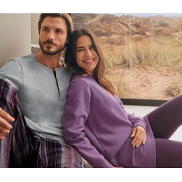 Tchibo - Pyjama mit gewebter Hose - Herren - Gr. S - grau/kariert