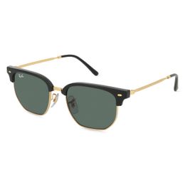 Ray-Ban Junior RJ9116S | Unisex-Sonnenbrille | Fassung: Vollrand, Quadratisch, Kunststoff, Schwarz Gold | Glasfarbe: Gr&uuml;n