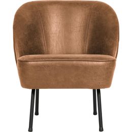 Sessel Woood "Vogue mit recyceltem Leder und Metallgestell B 57 x T 70 x H 69 cm", cognac, B:57cm H:69cm T:70cm, Sessel, Sessel, Hohe Verschlei&szlig;festigkeit, pulverbeschichtetes Metallgestell