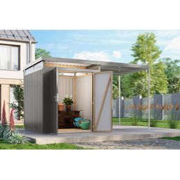 Ger&auml;tehaus Karibu "Titanium 2 SET mit Anbaudach", graualuminium, Ger&auml;teh&auml;user, Metall, Made in Germany
