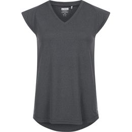 Funktionsshirt LPO "Funktionstop Anabel", Damen, Gr. 48/50 (XL), asphalt melange, 94% Polyester, 6% Elasthan, regular fit, Shirts Funktionsshirt, Flatlockn&auml;hte