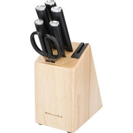 Messerblock KitchenAid "Classic", braun (gummibaumholzeffect), B:19cm H:34cm L:12cm, Messerbl&ouml;cke, Messerblock, Messer aus japanischem Kohlenstoffstahl, inkl. integri. Messersch&auml;rfer