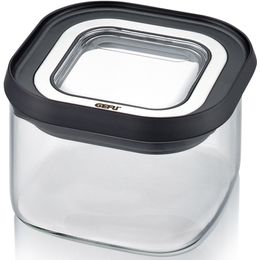 Vorratsdose Gefu "PANTRY", schwarz (schwarz, transparent), B:11cm H:7,5cm L:11cm, Borosilikatglas, Kunststoff, Lebensmittelaufbewahrungsbeh&auml;lter, Vorratsdose, edel, elegant und praktisch