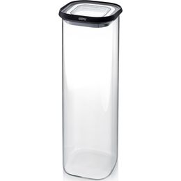 Vorratsdose Gefu "PANTRY", schwarz (schwarz, transparent), B:11cm H:32,5cm L:11cm, Borosilikatglas, Kunststoff, Lebensmittelaufbewahrungsbeh&auml;lter, Vorratsdose, edel, elegant und praktisch