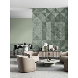 Vliestapete marburg "Optic Opulence", gr&uuml;n (gr&uuml;n,grau), B:0,53m L:10,05m, Vlies, Tapeten, moderne Vliestapete f&uuml;r Wohnzimmer Schlafzimmer K&uuml;che