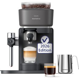 PHILIPS BARISTINA Espressomaschine "Latte BAR400/60 mit Mahlwerk f&uuml;r ganze Bohnen und Milchschaumd&uuml;se", schwarzgrau, 1, Kaffeemaschinen, 3 Schaumarten, 16 bar Pumpendruck, Schwarzgrau​, Espressomaschine