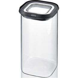 Vorratsdose Gefu "PANTRY", schwarz (schwarz, transparent), B:11cm H:20cm L:11cm, Borosilikatglas, Kunststoff, Lebensmittelaufbewahrungsbeh&auml;lter, Vorratsdose, edel, elegant und praktisch