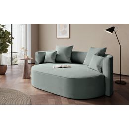 2,5-Sitzer "ISALIE, rundes Loungesofa, mit Kissen, perfekt gepolstert", gr&uuml;n (gr&uuml;ngrau), B:200cm H:98cm T:145cm, LeGer Home by Lena Gercke, Sofas, moderne Stoffe, mit 4 Zierkissen, extra gro&szlig;e Sitzfl&auml;che