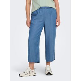 Culotte Only CARMAKOMA "CARCHARIS LIFE CULOTTE PANTS CC PNT", Damen, Gr. 48, N-Gr, medium blau denim, Web, Obermaterial: 100% Lyocell, unifarben, kn&ouml;chelfrei, Hosen Culotte, Sommerhose, im Denim Look