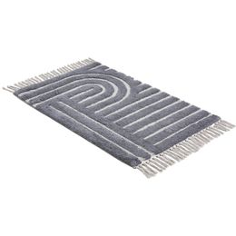 Sch&ouml;ner Wohnen Kollektion Badematte "&raquo;Bahamas Grafik&laquo;", anthrazit, H:20mm, Baumwolle, SCH&Ouml;NER WOHNEN-KOLLEKTION, Badematten, Badematte, waschbar, Baumwolle, Badvorleger mit Fransen, Badteppich