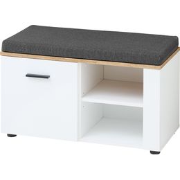 Bank Innostyle "Sparks Schuhbank, 80x47x38cm (B/H/T)", wei&szlig; (wei&szlig;, eiche altholz), B:80cm H:47cm T:38cm, Holzwerkstoff, MDF, Polyester, Sitzb&auml;nke, 1 t&uuml;rig, 2 B&ouml;den, Softclose, 1 Sitzkissen