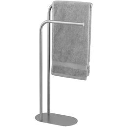 Handtuchst&auml;nder Wenko "Levante", silber matt, B:36cm H:79cm T:17cm, Edelstahl, Handtuchhalter, Handtuchst&auml;nder, freistehender Handtuchhalter und Kleiderst&auml;nder, 2 Arme, platzsparend
