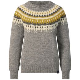 Rauma Ullvarefabrikk Damen-Rundhalspullover S Grau-Ocker