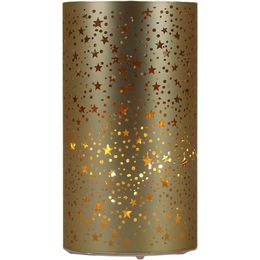 LED Dekolicht AM Design "LED Windlicht Stern", gold (goldfarben), H:14cm &Oslash;:9cm, Leuchten, Weihnachtsdeko, 2er Set, Batteriebetrieb