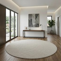 Teppich Sehrazat "Moda 1200, auch als L&auml;ufer", creme, H:11mm &Oslash;:120cm, Polyester, Polypropylen, Teppiche, Teppich, Kurzflor, grafisches Hoch Tief Muster, Wohnzimmer