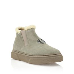 Bootsschuh Philipp Plein "Stiefel Niedrig Flach", M&auml;dchen, Gr. 34, Normalschaft, 06, beige, Schuhe Bootsschuh