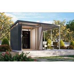 Ger&auml;tehaus Karibu "Titanium 2,5 SET mit Anbaudach", anthrazit, Ger&auml;teh&auml;user, Metall, Made in Germany