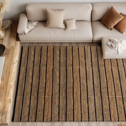 Sch&ouml;ner Wohnen Kollektion Teppich "Nalaya", schwarz, B:60cm H:10mm L:110cm, Baumwolle, Jute, SCH&Ouml;NER WOHNEN-KOLLEKTION, Teppiche, Teppich, Jute/Baumwolle, rustikale Haptik, Streifenoptik, Wohnzimmer