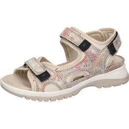 Waldl&auml;ufer Trekkingsandale WALDL&Auml;UFER "H-SORA", Damen, Gr. 4,5 (37,5), beige (beige multicolor), Textil, Veloursleder, mehrfarbig, metallic, Schuhe, Outdoorschuh, Klettsandale in Komfortweite H (= sehr weit)