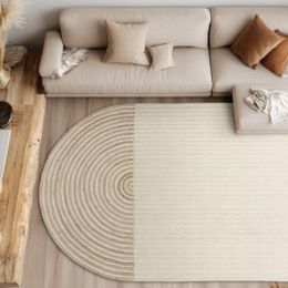 Sch&ouml;ner Wohnen Kollektion Teppich "Jaylin", natur, B:160cm H:13mm L:230cm, Kunstfaser, Wolle, SCH&Ouml;NER WOHNEN-KOLLEKTION, Teppiche, Teppich, au&szlig;ergew&ouml;hnliche Form, melierter Farbverlauf, Halbkreis, Wohnzimmer
