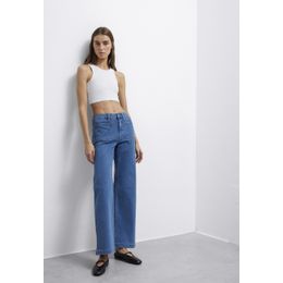 Weite Jeans Mavi "MALIBU MARINE", Damen, Gr. 27, L&auml;nge 30, blau (mid str), 86% Baumwolle, 12% Polyester, 2% Elastan, weit normal, Jeans, Wide Leg Jeans