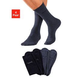 Basicsocken Bench., Herren, Gr. 43-46, blau (2x marine, 2x jeansblau, meliert), Baumwollmischung, meliert, unifarben, elastisch, Socken, in angenehm weicher Markenqualit&auml;t