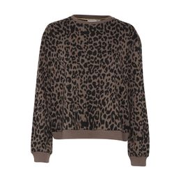 Strickpullover Saint Tropez "Sweatshirt ZherrySZ", Damen, Gr. L, braun (chocolate braun leopard), Obermaterial: 60% Baumwolle CO. 40% Polyester PES., Pullover Strickpullover