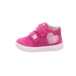 Sneaker Superfit "SUPIES WMS: mittel", M&auml;dchen, Gr. 25, pink, rosa herzchen, Leder, Polyester, Veloursleder, Schuhe Sneaker, Klettschuh, mit herausnehmbarer Einlage, Gr&ouml;&szlig;enschablone zum Download