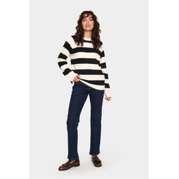 Strickpullover Saint Tropez "Strickpullover GarbieSZ", Damen, Gr. L, wei&szlig; (ice schwarz stripe), Obermaterial: 54% Polyester Pol. recyc.. 38% Polyacryl PAN. 5% Wolle mw. 3% Elasthan EL., Pullover Strickpullover