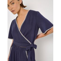 Wickelbluse Apricot "Bluse", Damen, Gr. XS (34), navy, Obermaterial: 82% Viskose CV. 18% Leinen LI., unifarben, Blusen, mit besticktem Saum