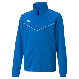 Trainingsjacke Puma "TEAMRISE TRAINING POLY JACKET JR", Kinder, Gr. 128, blau (electric blau lemonade), Piqu&eacute;, Obermaterial: 100% Polyester, unifarben, regular fit normal, Jacken Trainingsjacke, f&uuml;r Jugendliche, mit Rei&szlig;verschluss, DryCELL Technologie