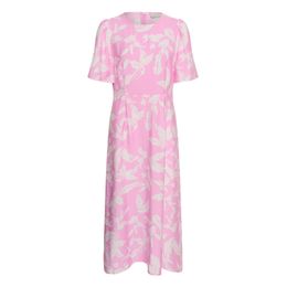 Midikleid Kaffe "Kleid KAmarlo", Damen, Gr. 34, N-Gr, pink (pink frosting chalk leafs), Obermaterial: 87% Viskose LENZING ECOVERO CV LenzEcov. 13% Nylon NY., Kleider Midikleid