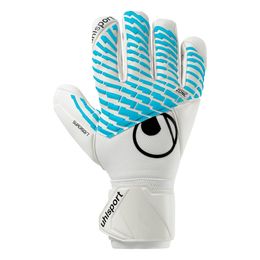 Torwarthandschuhe Uhlsport "Torwarthandschuhe FM Cybertec Supersoft HN Kids", Kinder, Gr. 4,5, wei&szlig; (wei&szlig;, cyberblau, schwarz), Obermaterial: 81% Gummi rubber. 13% Polyester PES. 6% Nylon NY., Handschuhe