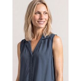 Blusentop Street One, Damen, Gr. 44, ashen blau, Stoff, 100% Viskose, unifarben, normal normal, V-Ausschnitt, abgesteppt, Blusen Blusentop, mit Knotendetail am Saum