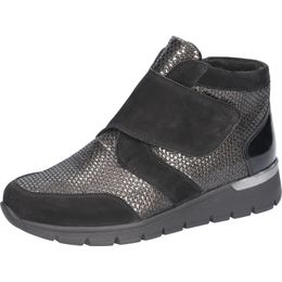 Waldl&auml;ufer Klettboot WALDL&Auml;UFER "K-RAMONA", Damen, Gr. 7 (40,5), schwarz, silberfarben, Lackleder, Nappaleder, Nubukleder, metallic, Schuhe, Stiefelette, Komfortschuh, Bequemschuh in extrabreiter Schuhweite K
