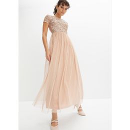bonprix Maxikleid mit Paillettenstickerei, rosa, Gr.46, Festliches Kleid mit hochwertiger Paillettenstickerei