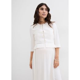 bonprix Kurzer Umstandsblazer aus Satin, wei&szlig;, Gr.52, Kurze Blazerjacke f&uuml;r die Schwangerschaft und danach