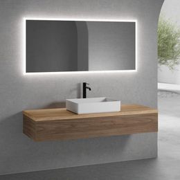 neoro n50 Unterschrank B: 160 cm mit 1 Auszug, Waschtisch B: 58 cm wei&szlig; matt, mit n30 Spiegel,, BN0065WM+BN0493WL+BN0405W1+BN0007MI,