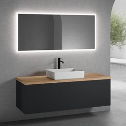 neoro n50 Unterschrank B: 160 cm mit 1 Auszug, Waschtisch B: 58 cm wei&szlig; matt, mit n30 Spiegel,, BN0065WM+BN0495BM+BN0405W1+BN0007MI,
