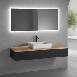 neoro n50 Unterschrank B: 160 cm mit 1 Auszug, Waschtisch B: 58 cm wei&szlig; matt, mit n30 Spiegel,, BN0065WM+BN0493BM+BN0405W1+BN0007MI,
