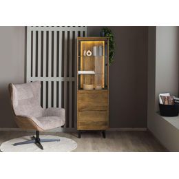 Vitrine Mango / Altholz 56x47x180 schwarz / natur lackiert DAVIS #40
