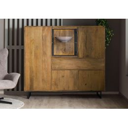 Highboard Mango / Altholz 160x47x145 schwarz / natur lackiert DAVIS #32