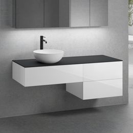 neoro n50 Schrank mit Waschtisch B: 140,5 T: 51,5 cm, 3 Ausz&uuml;ge, BN0064WM+BN0412WH+BN0421WH+BN0408BM,