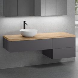neoro n50 M&ouml;belanlage B: 160 cm mit 3 Ausz&uuml;gen, Waschtisch &Oslash; 40 cm wei&szlig; matt,, BN0064WM+BN0413GR+BN0421GR+BN0405W1,