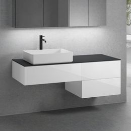 neoro n50 Schrank mit Waschtisch B: 140,5 T: 51,5 cm, 3 Ausz&uuml;ge, BN0065WM+BN0412WH+BN0421WH+BN0408BM,
