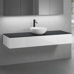 neoro n50 M&ouml;belanlage B: 160 cm mit 3 Ausz&uuml;gen, Waschtisch &Oslash; 40 cm wei&szlig; matt,, BN0064WM+BN0412WH+2#BN0410WH+BN0405BM,